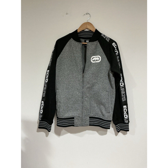 Ecko Unlimited | Jackets & Coats | Mens Y2k Ecko Unltd Zip Up Black Gray Small Bomber Jacket ...